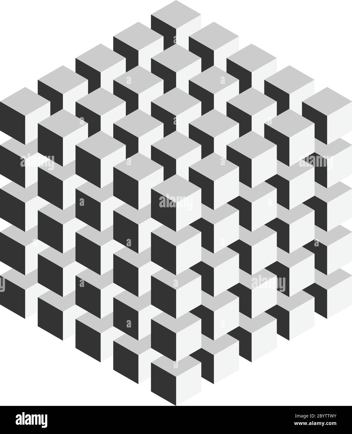 Grey Geometric Cube Of 125 Smaller Isometric Cubes Abstract Design