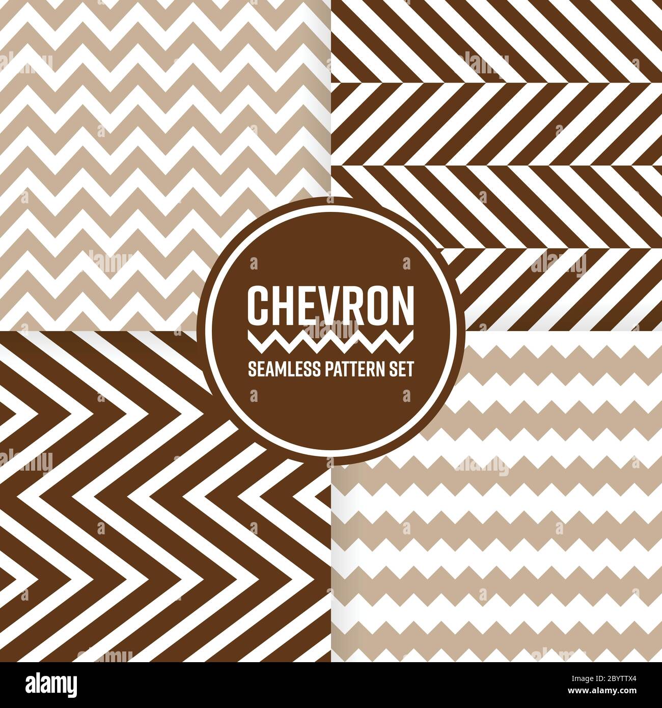 Chevron seamless pattern background set. Brown vector illustration ...