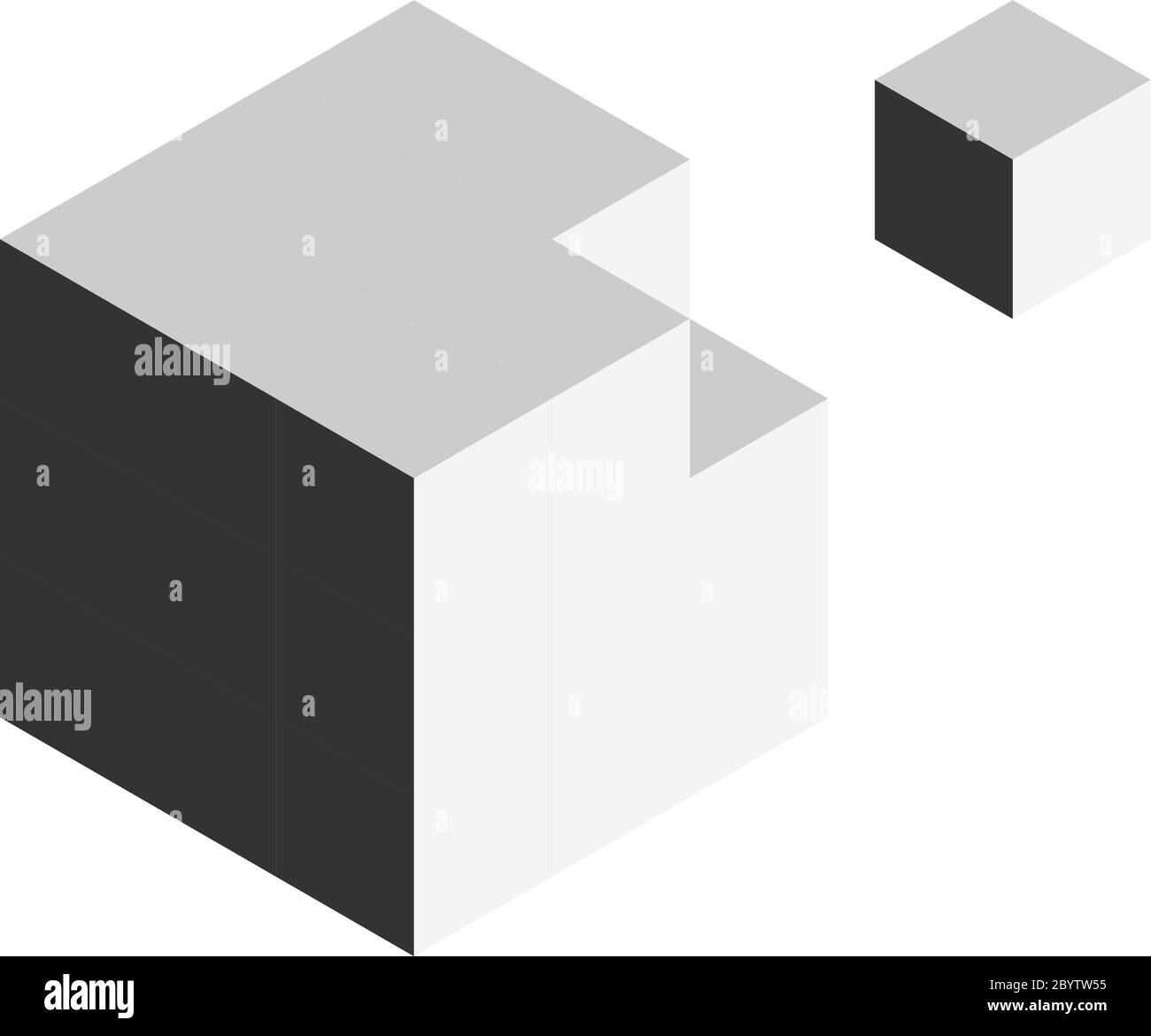 Solution design element concept. Block of 3D cubes with last piece ...
