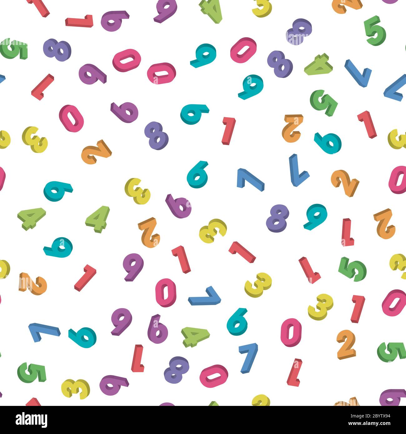 Mosaic of colorful 3D digits. Background of numbers. Vector seamless ...