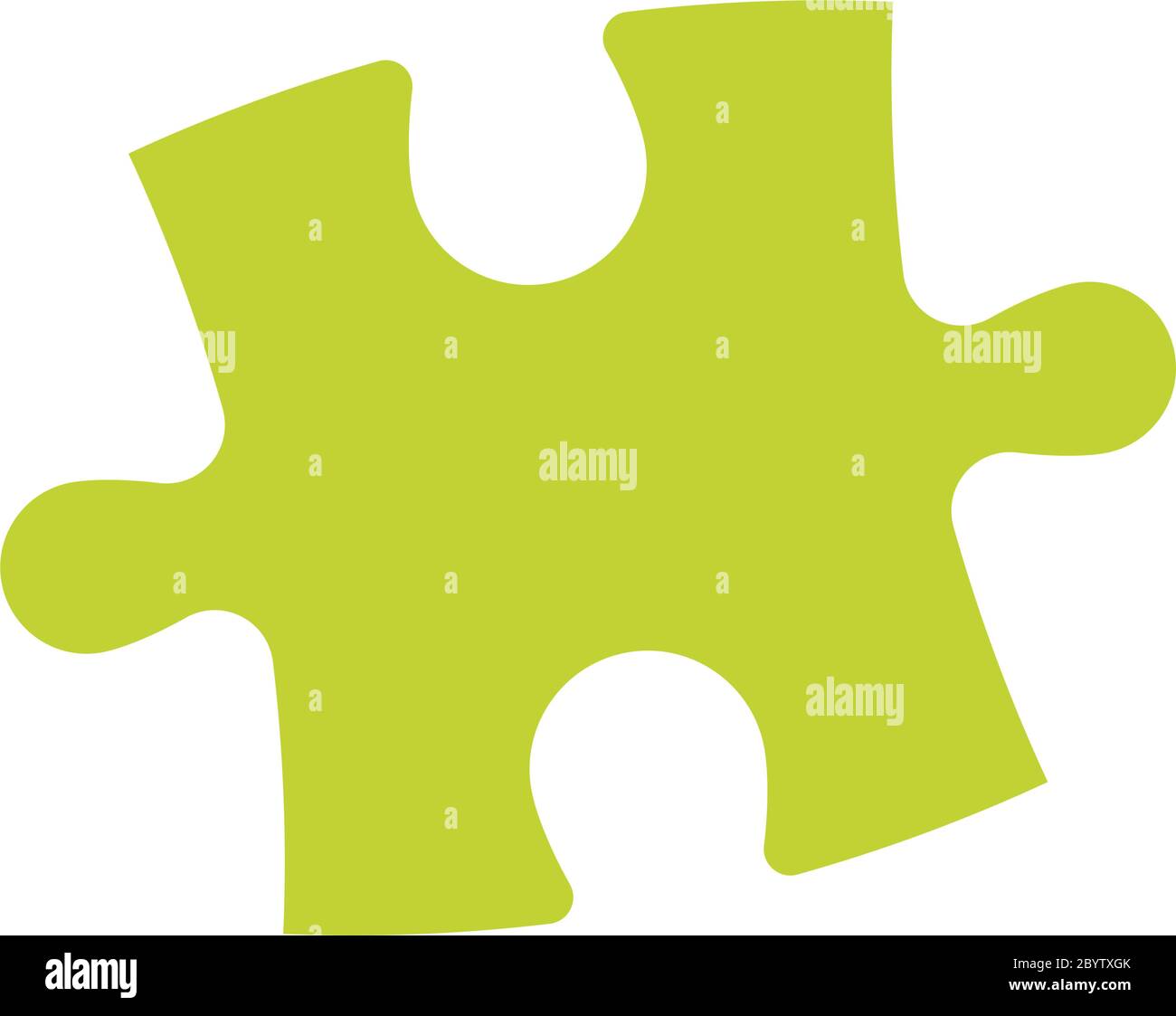 Single piece of jigsaw puzzle. Simple flat green vector silhouette ...