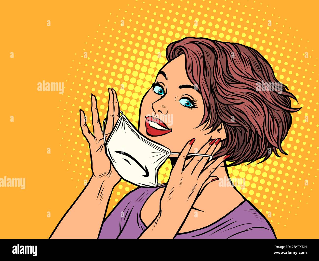 woman puts on a medical mask Stock Vector Image & Art - Alamy