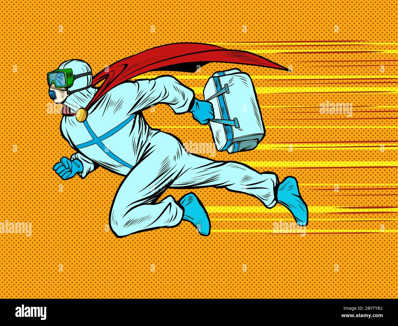 superhero doctor man flies to the rescue with a medicine cabinet in ...