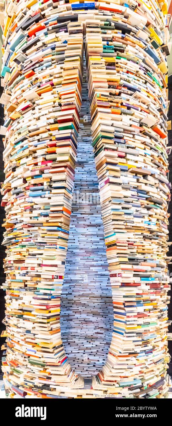 PRAGUE, CZECH REPUBLIC - SEPTEMBER 06, 2019: Giant book tower in the ...