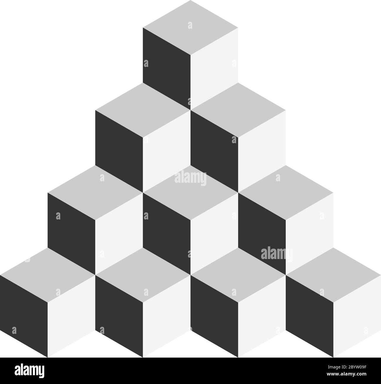 Pyramid of cubes. 3D vector illustration isolated on white background ...