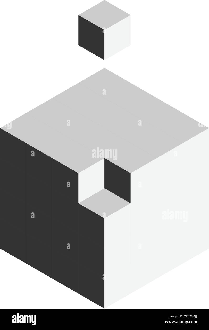 Solution design element concept. Block of 3D cubes with last piece ...