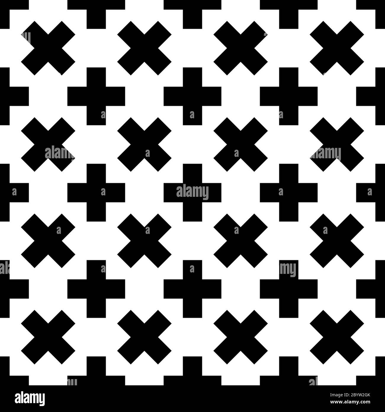 Abstract seamless pattern background. Mosaic of black geometric crosses ...