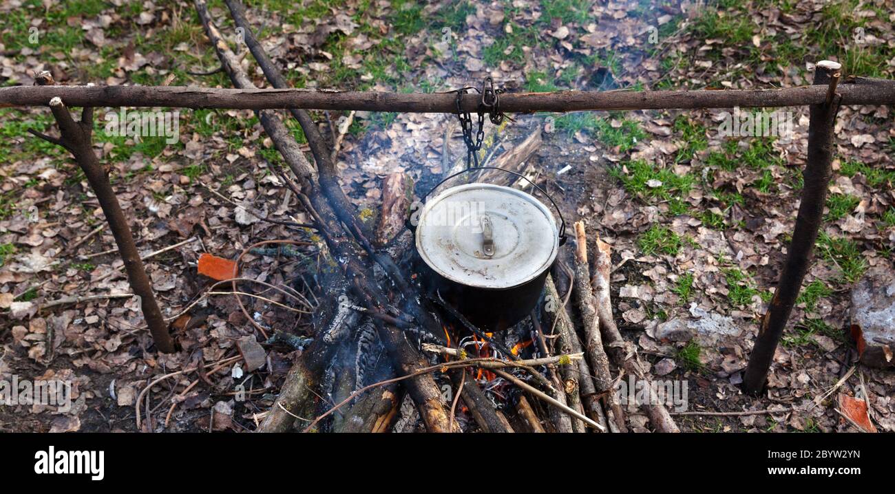 Cooking in sooty cauldron hi-res stock photography and images - Alamy