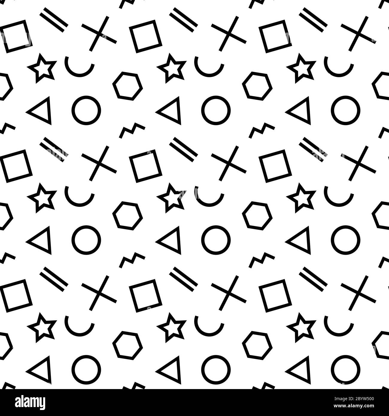 Stylish seamless pattern of simple black geometric shapes on white ...