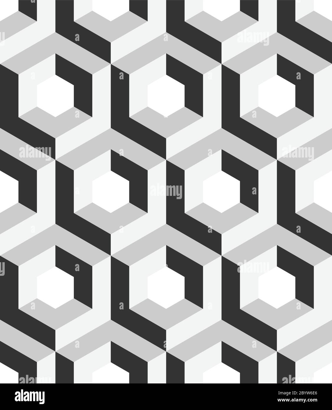 Abstract 3D background of isometric hexagonal shapes. Grey vector ...