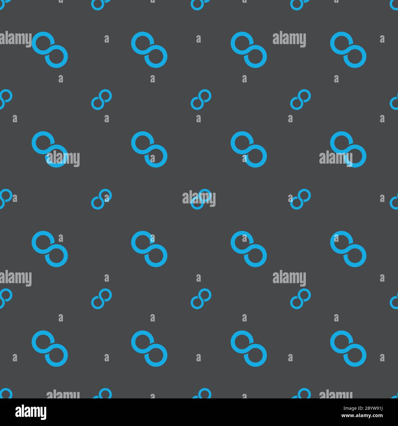 Seamless pattern of blue infinity symbols on dark grey background ...