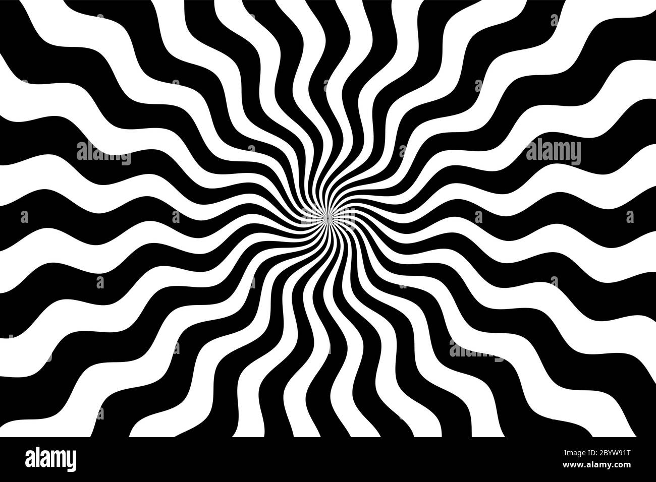 Black and white hypnotic spiral wave rays background. Psychedelic sunburst retro design Stock ...