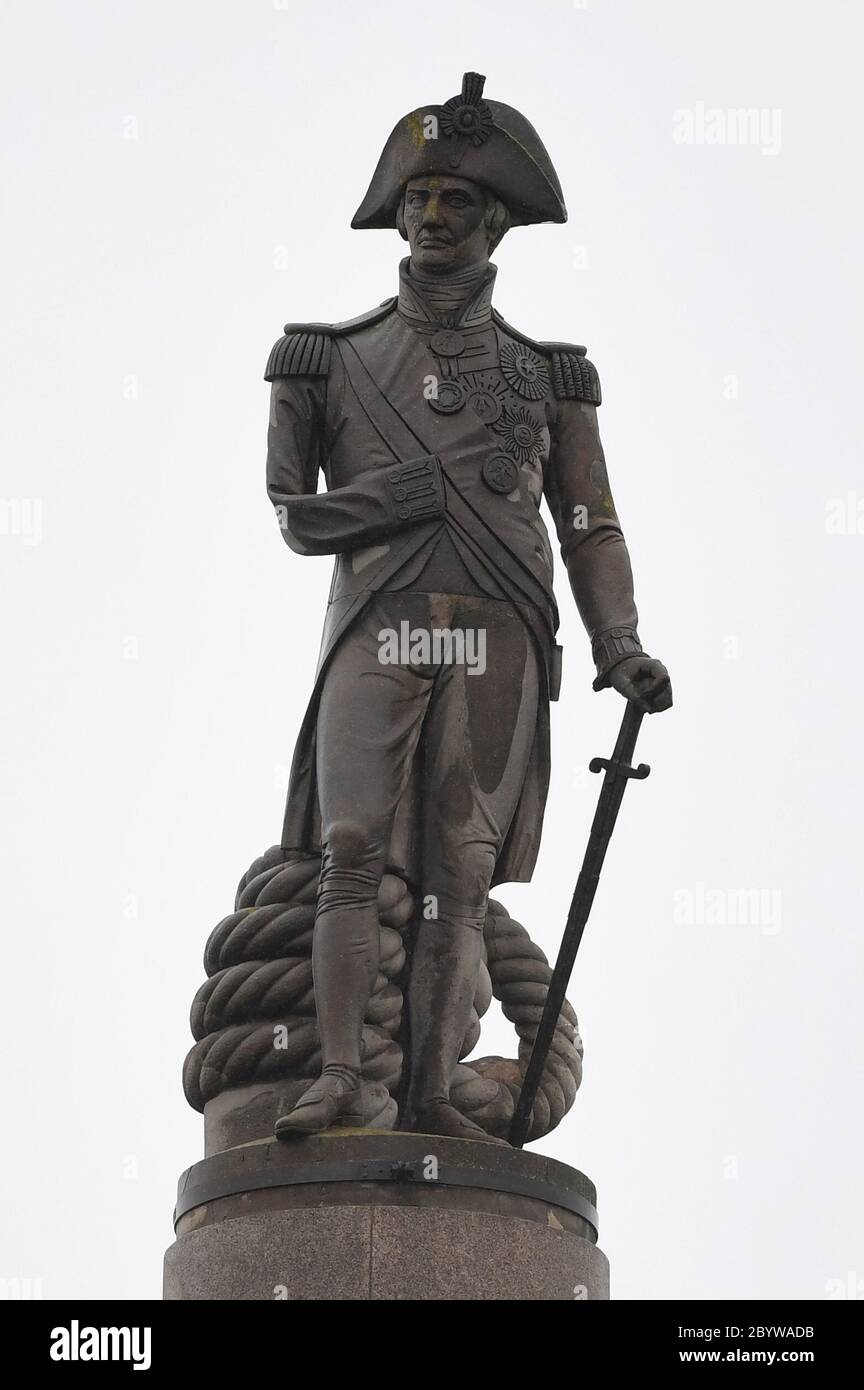 A statue of Admiral Nelson in Trafalgar Square, London Stock Photo - Alamy