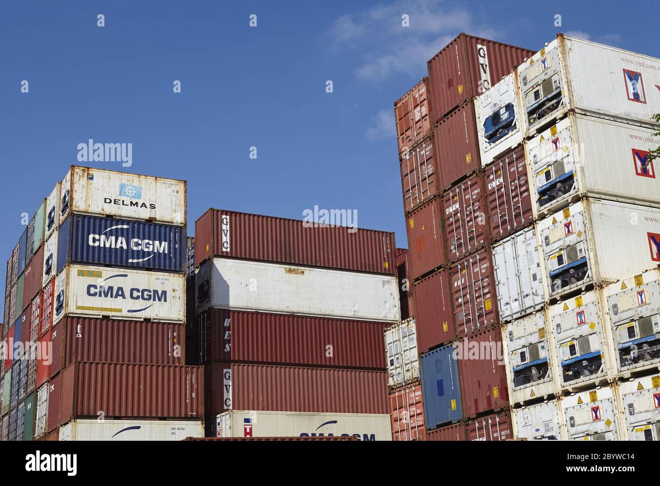 Container - stacks of standard and refrigerated containers Stock Photo ...