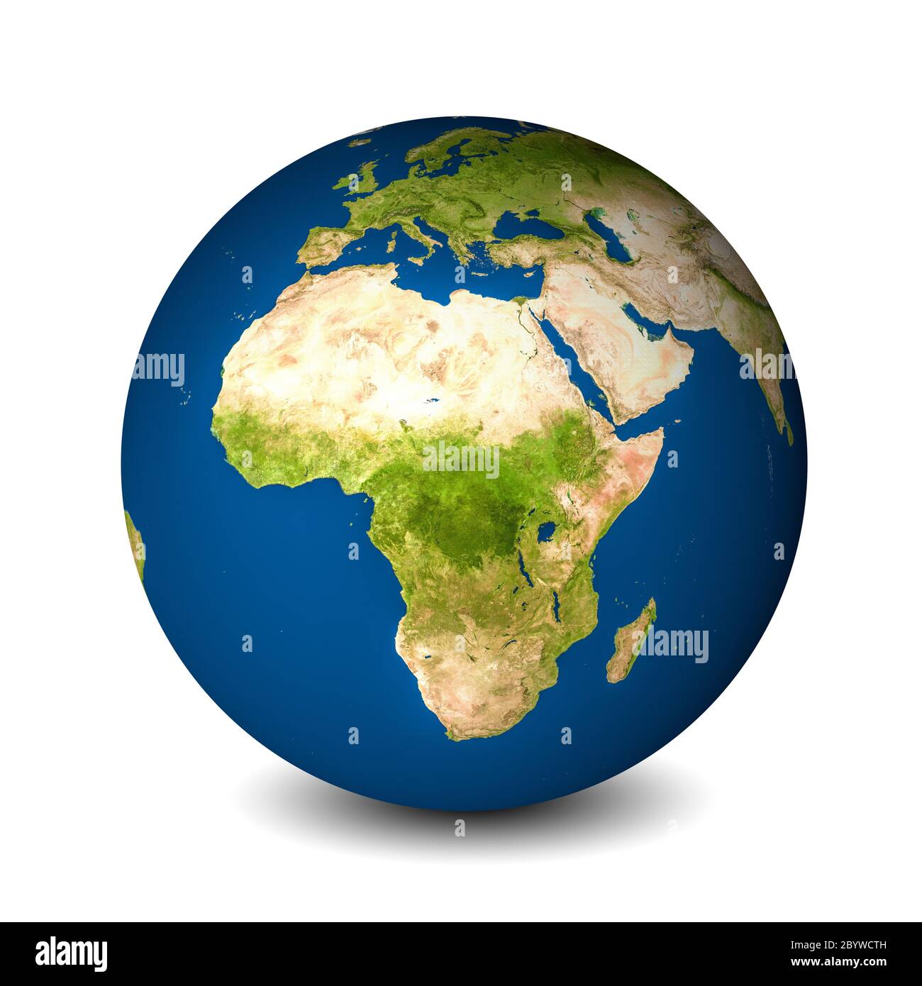 Earth globe isolated on whitebackground. Satellite view focused on ...