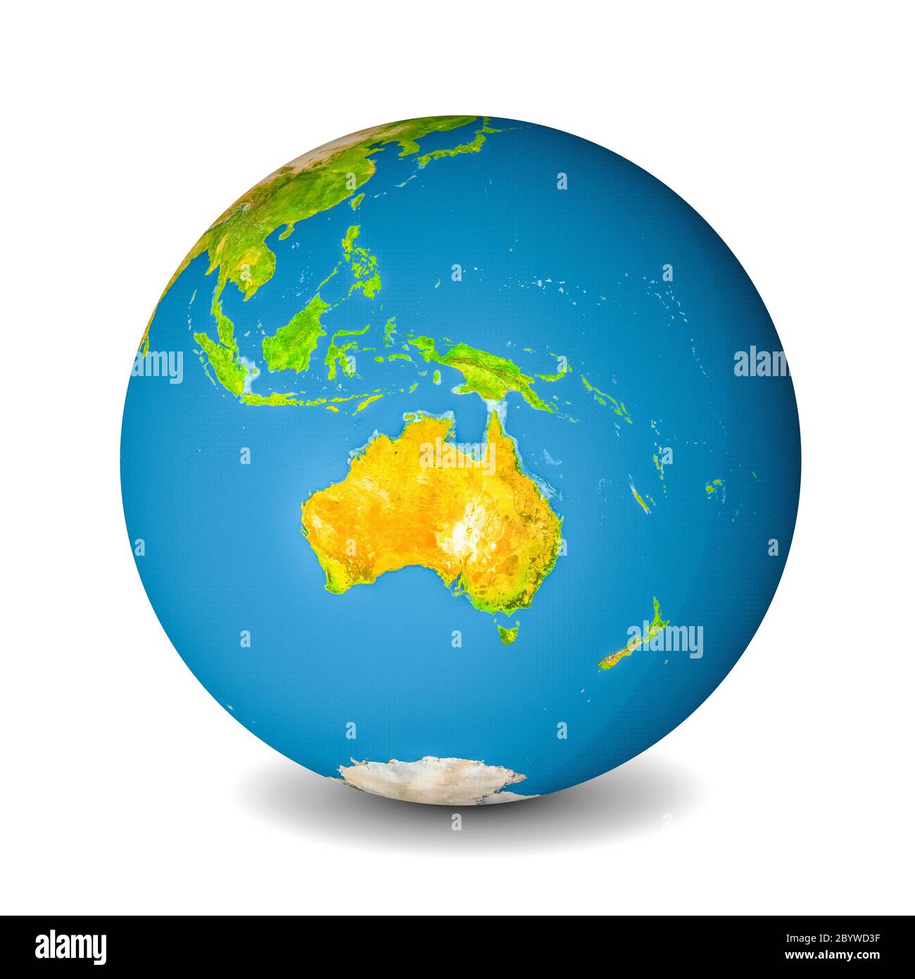 Earth globe isolated on whitebackground. Satellite view focused on ...