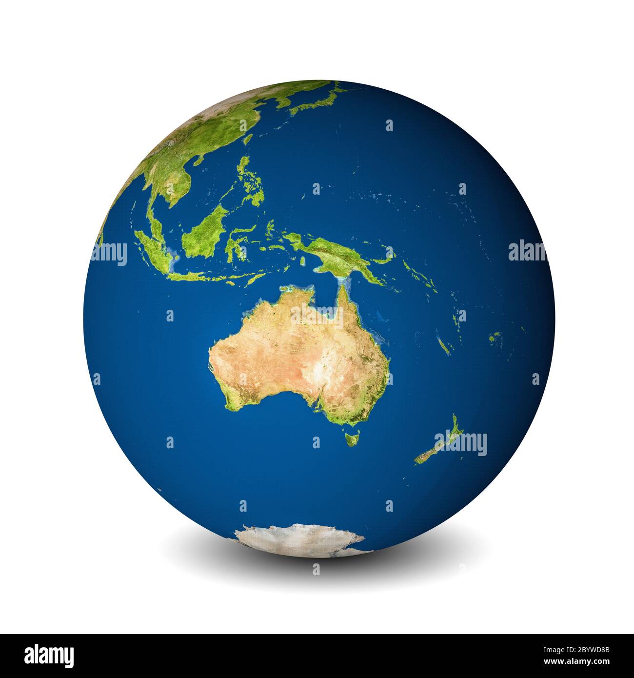 Earth globe isolated on whitebackground. Satellite view focused on ...