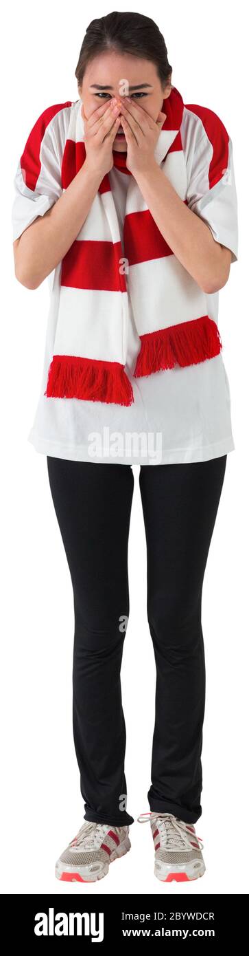 Nervous football fan in white Stock Photo - Alamy