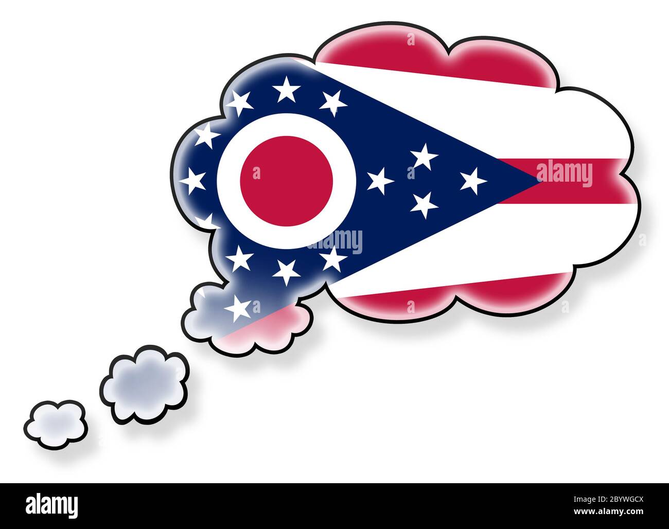 Flag in the cloud, isolated on white background Stock Photo - Alamy