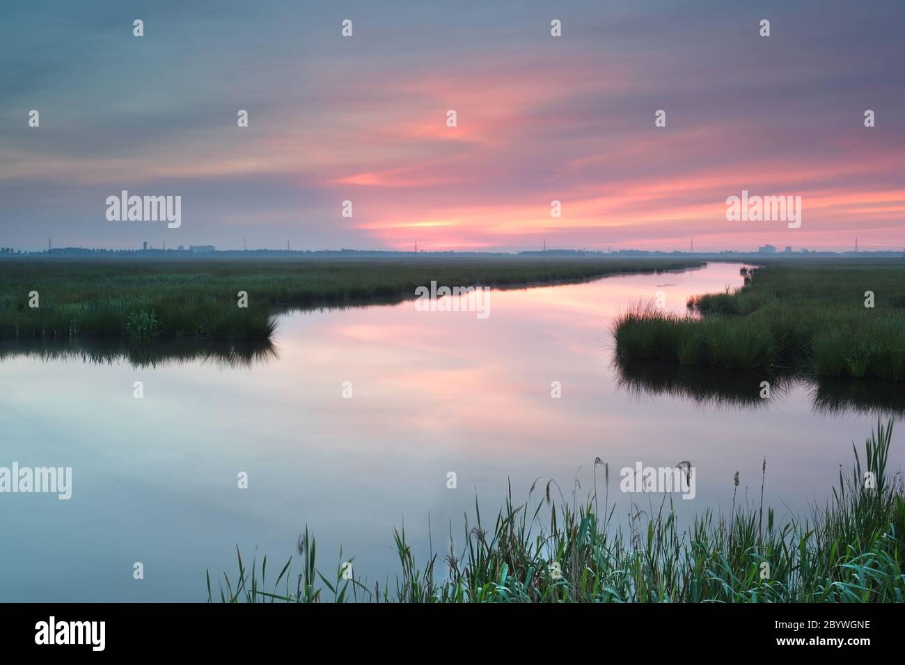 purple sunrise over river Stock Photo - Alamy