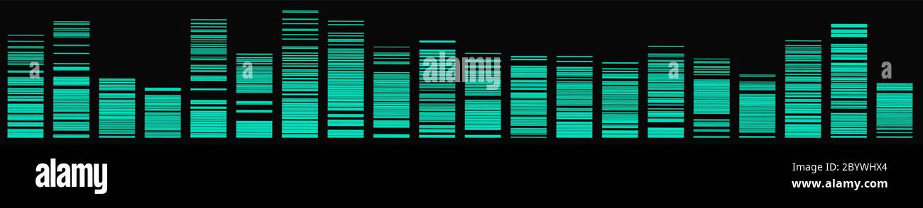 Wide and low sound waves spectrum analyzer, oscillating glow light ...