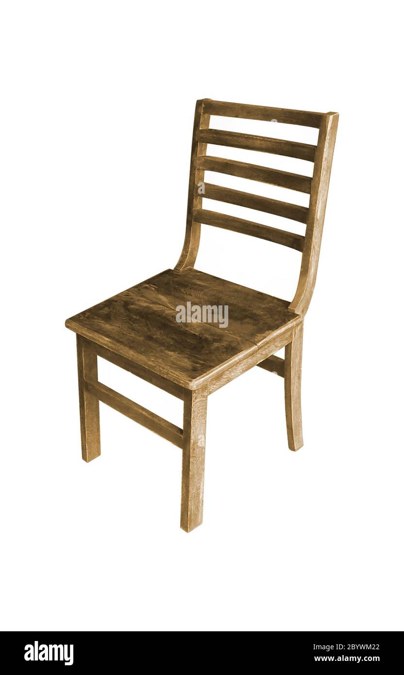 Isolated wood chair against white background Stock Photo - Alamy