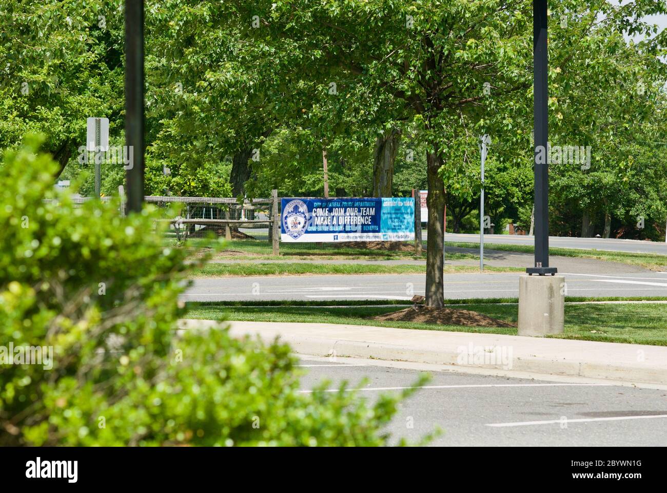 Fairfax, Virginia, USA - June 10, 2020: A sign at the entrance to the ...