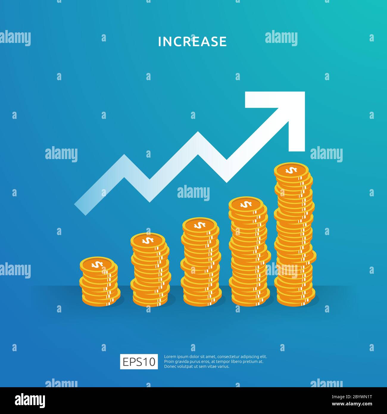 dollar coins pile illustration concept for money growth, success ...