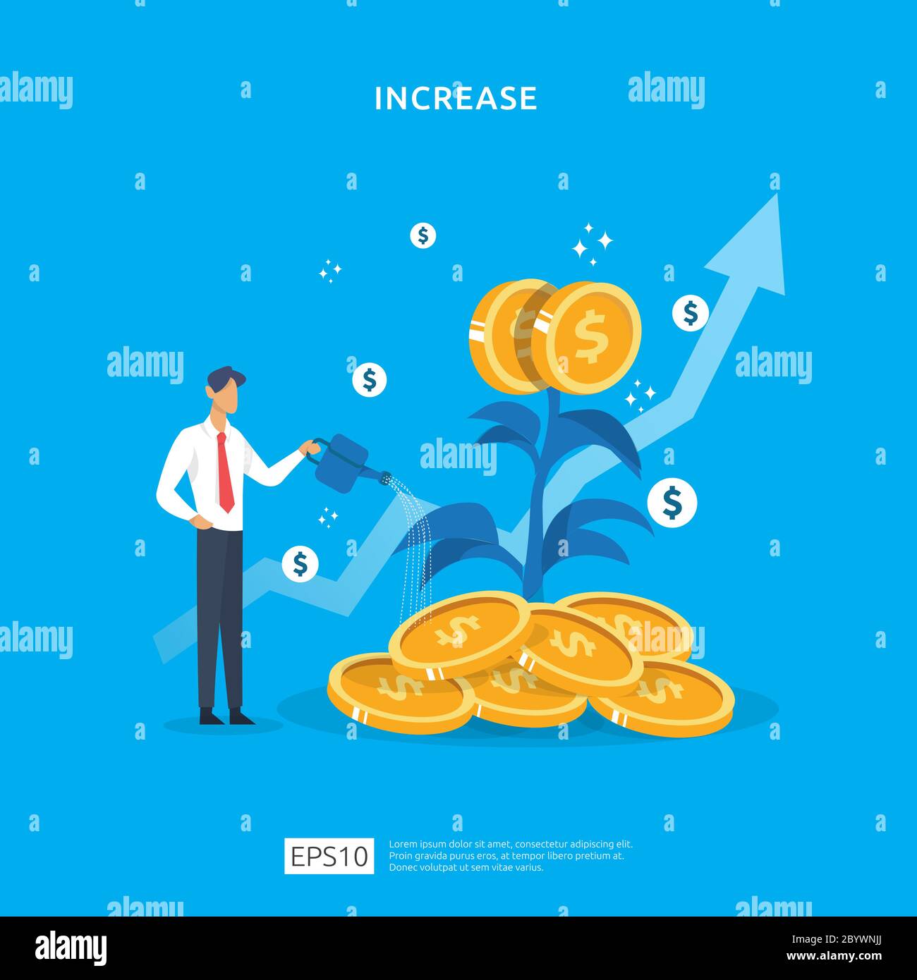 Plant money coin tree growth illustration for Investment Concept ...