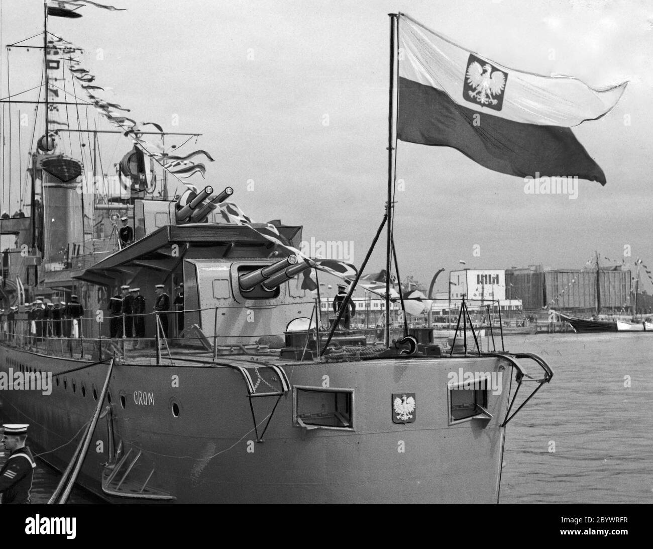 Celebration of the Holy Sea in Gdynia. View of ORP "Grom" from the ...