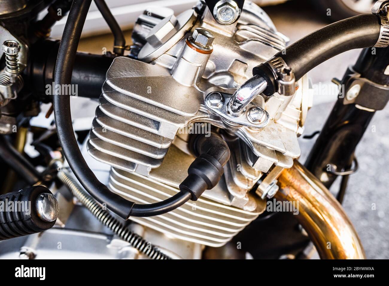 Detail of the gasoline engine of a motorcycle Stock Photo - Alamy