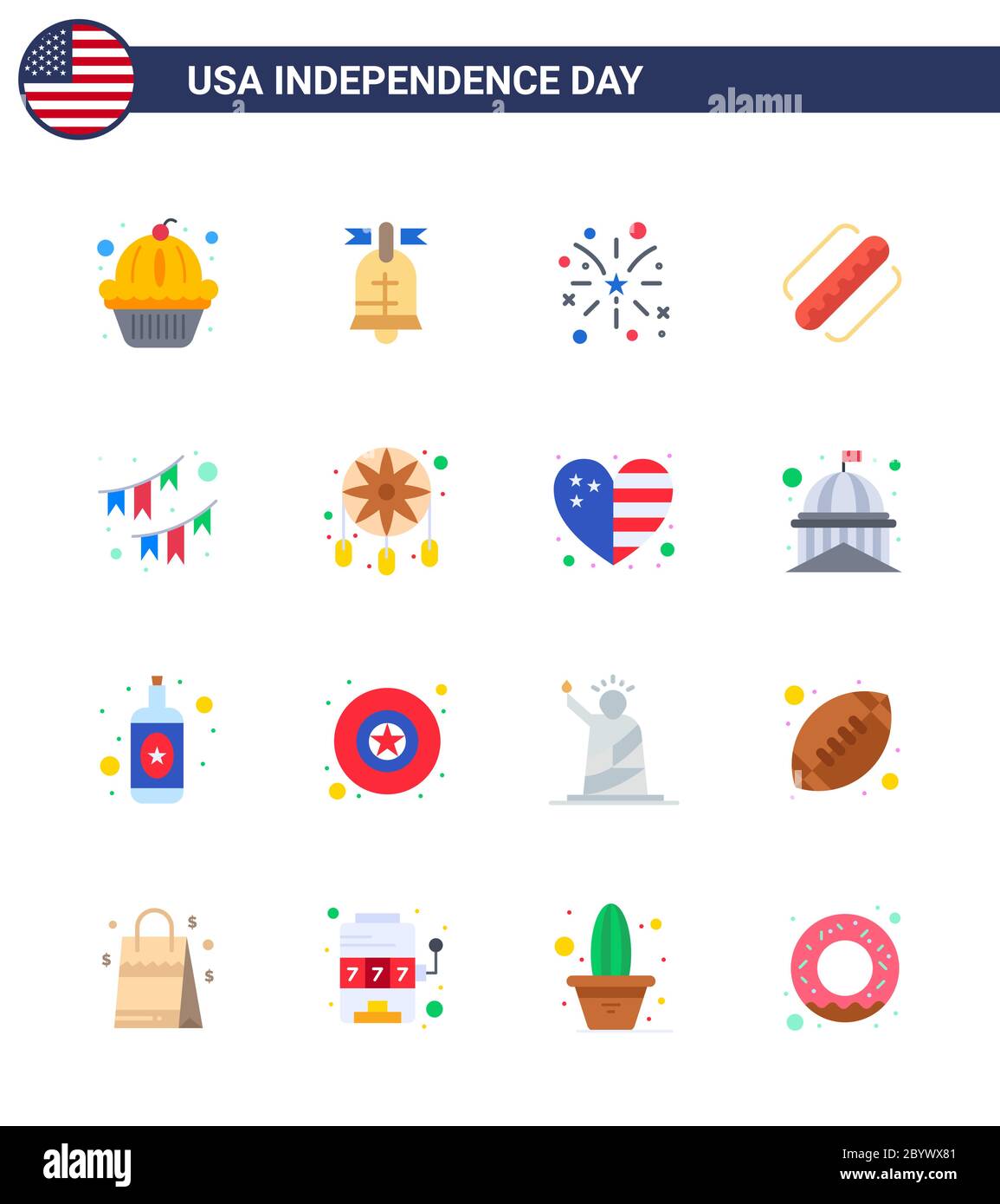 16 Creative USA Icons Modern Independence Signs and 4th July Symbols of ...
