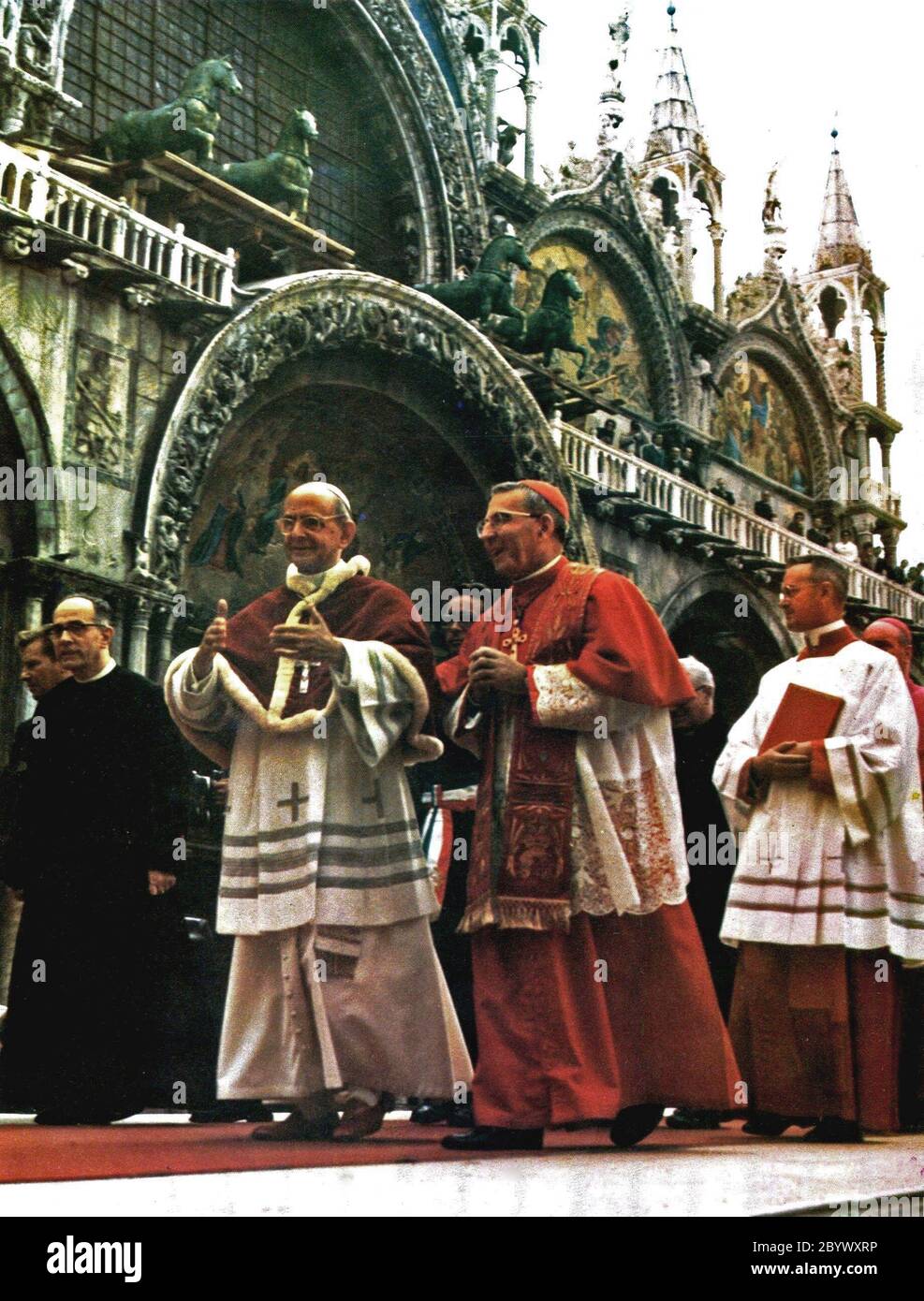 Visit of Pope Paul VI in Venice in 1972 with the Cardinal Patriarch ...