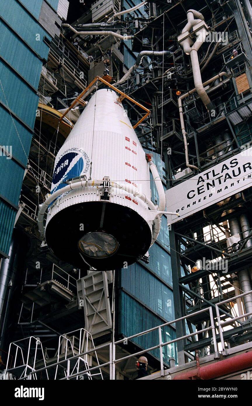 The Atlas 1 payload fairing with the encapsulated GOES-K advanced ...