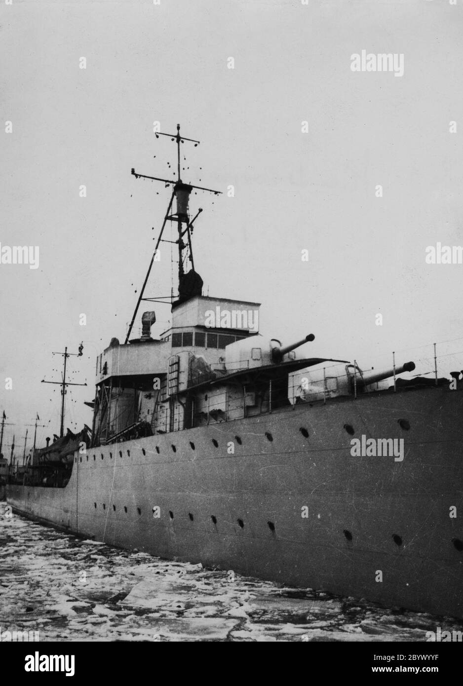 ORP "Wicher" destroyer in an ice-covered port ca. 1931-1939 Stock Photo ...
