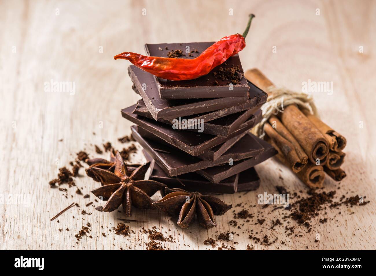 Chocolate with Some Condiment Stock Photo - Alamy