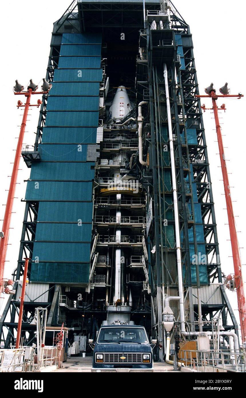 The Atlas 1 payload fairing with the encapsulated GOES-K advanced ...