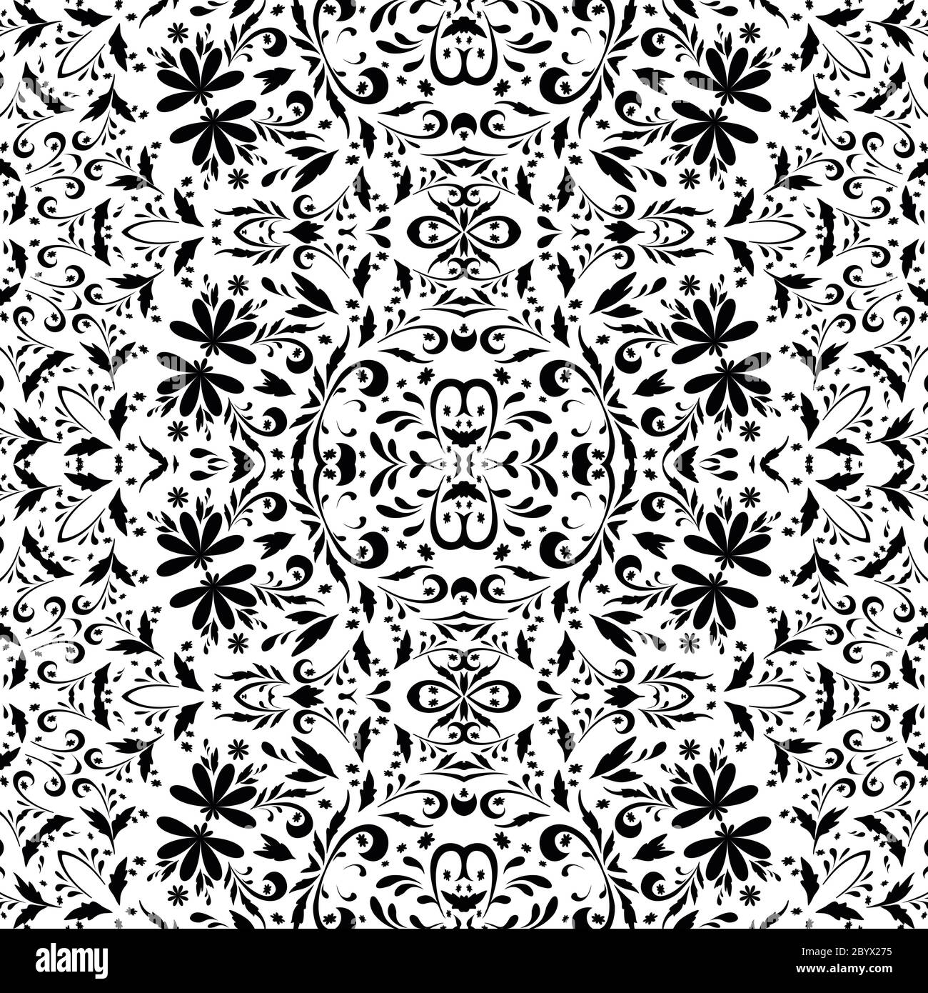 Seamless outline floral pattern Stock Photo - Alamy