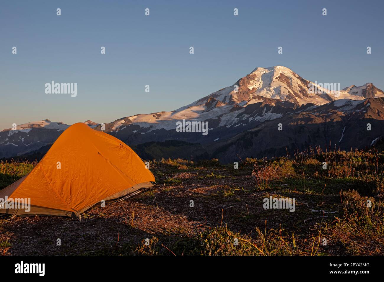 WA16656-00...WASHINGTON - Campsite on Skyline Divide with view of Mount Baker in the Mount Baker ...