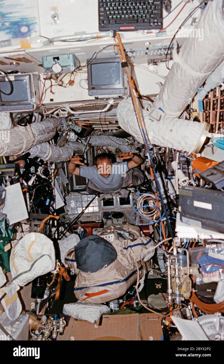 IVA prep for the Mir 24 crew, possibly commander Anatoly Solovyev ...