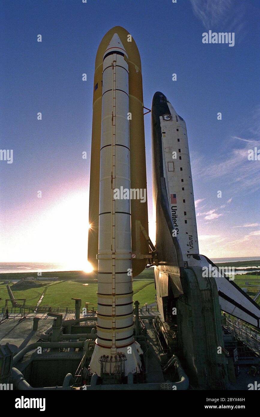 KENNEDY SPACE CENTER, Fla. -- Atop the crawler/transporter, the Space ...