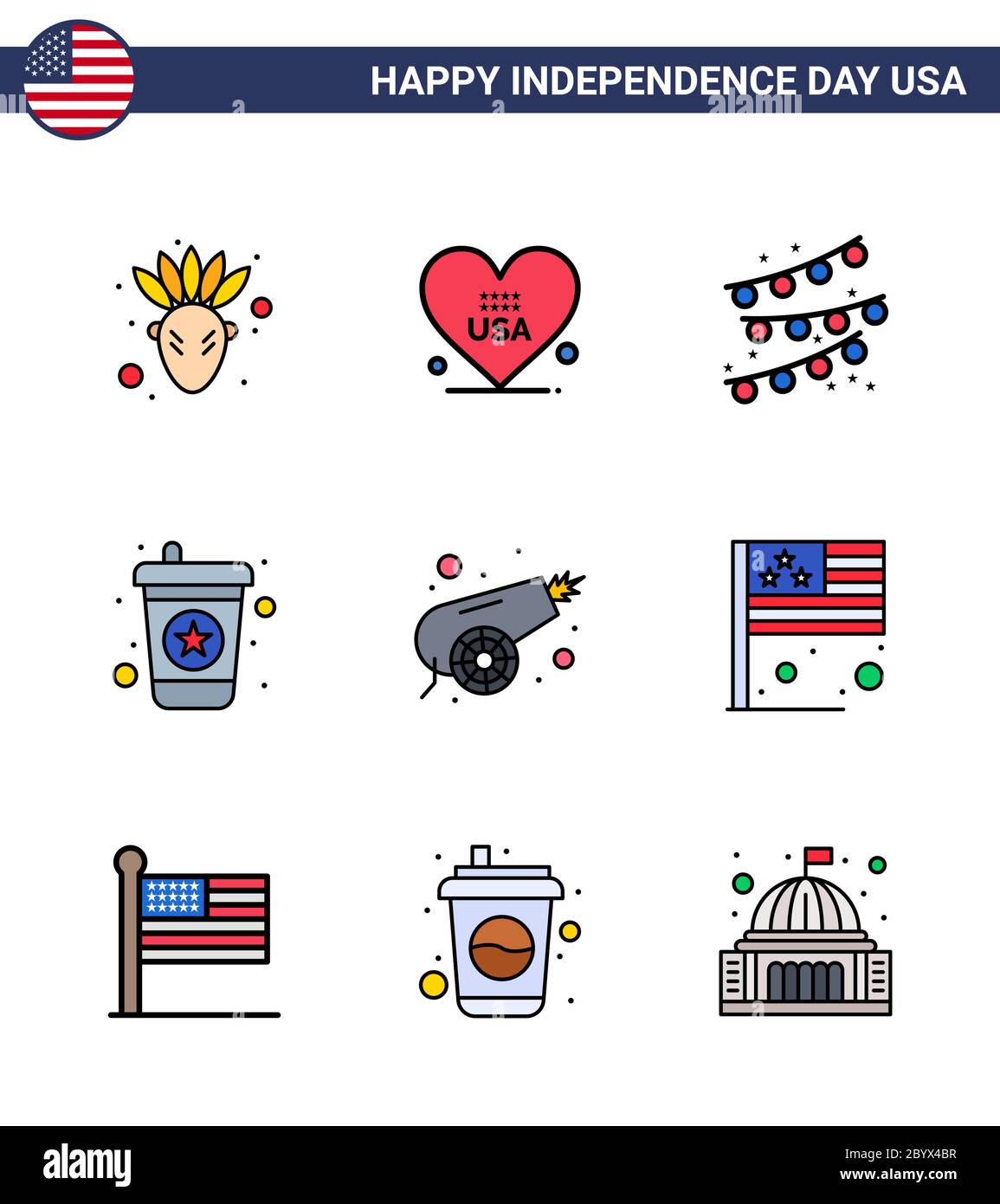 9 Creative USA Icons Modern Independence Signs and 4th July Symbols of ...