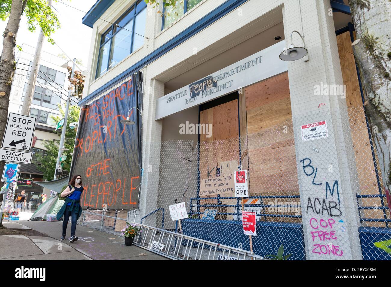 The facade of the Seattle Police Department’s East Precinct in Capitol ...