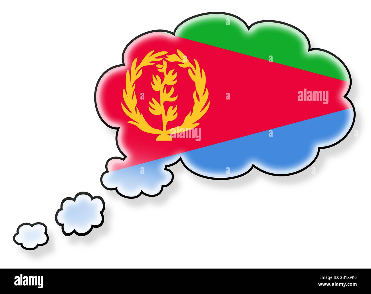 Flag in the cloud, isolated on white background Stock Photo - Alamy