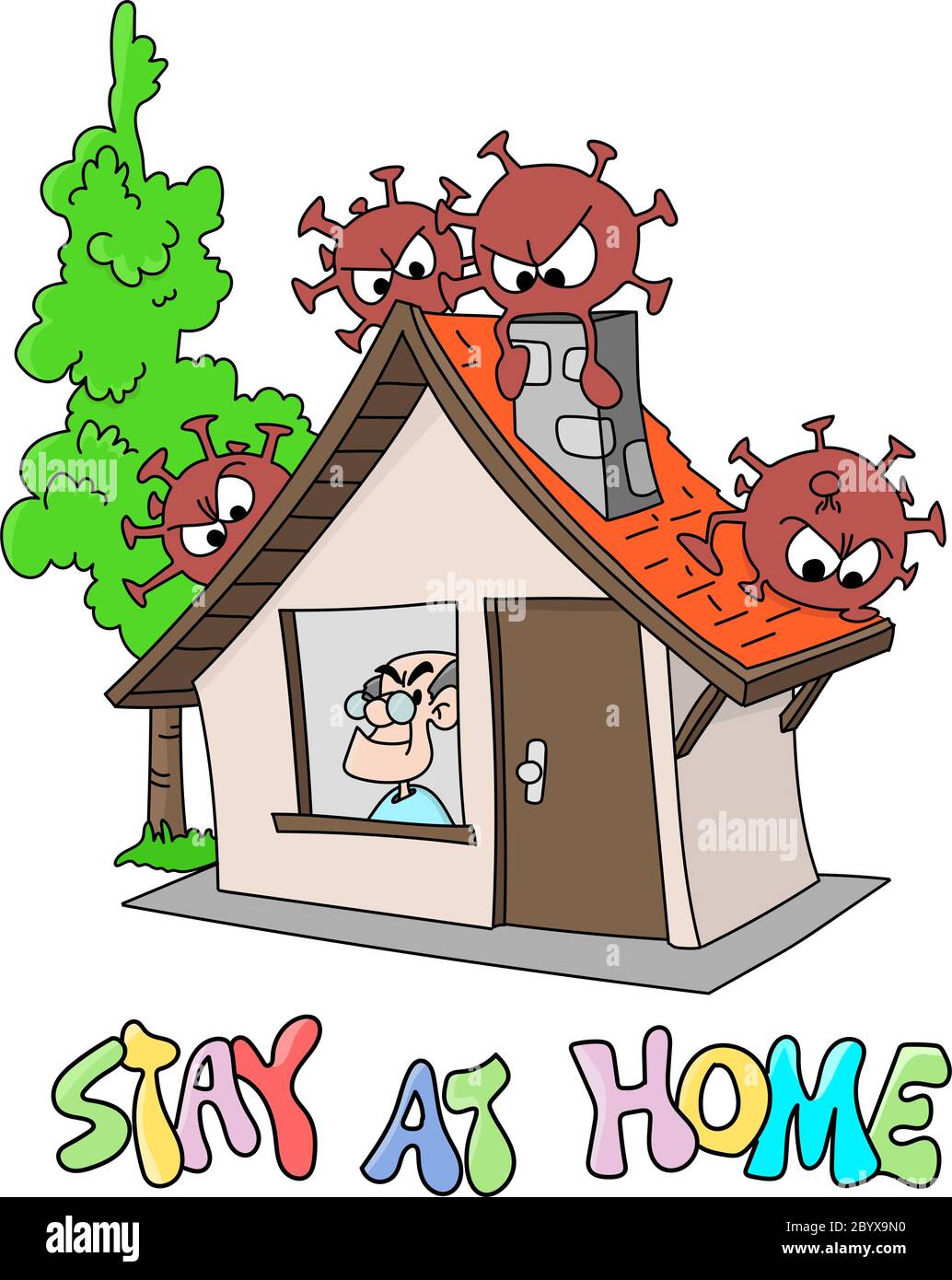 Cartoon people staying at home to be safe from corona virus vector ...