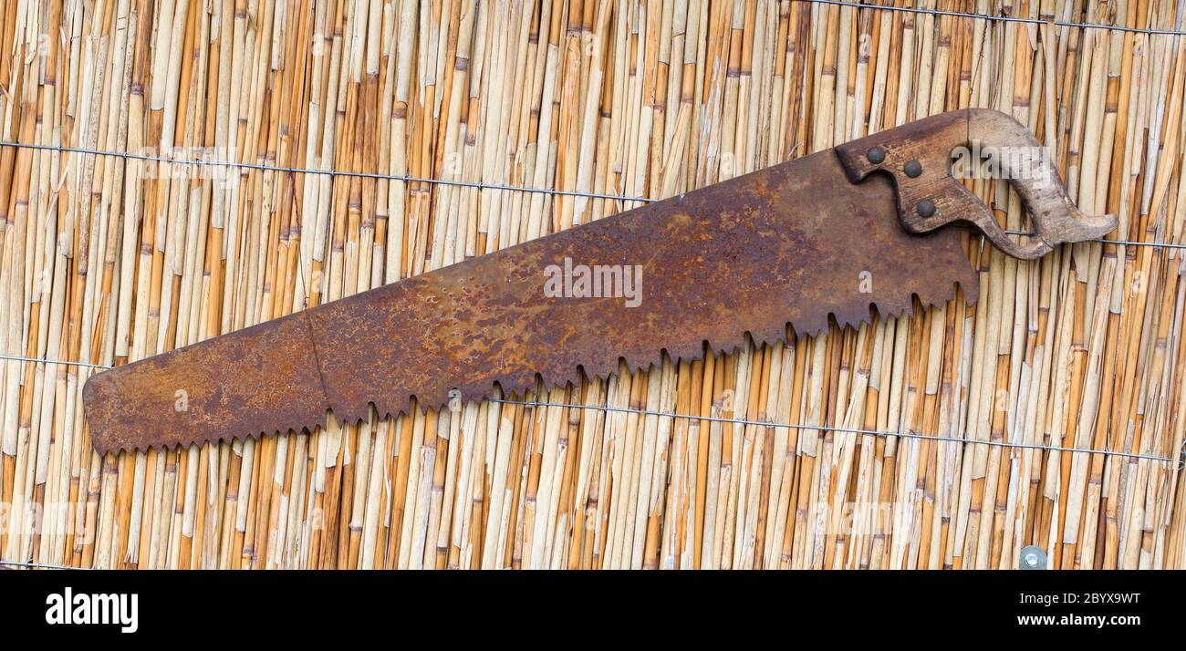 Very old rusted saw Stock Photo - Alamy