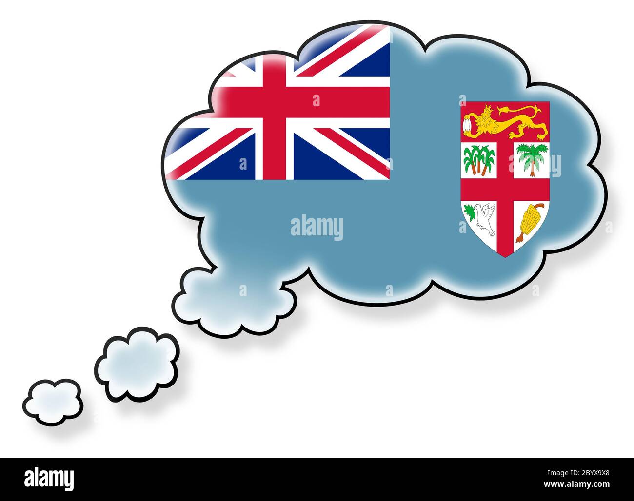 Flag in the cloud, isolated on white background Stock Photo - Alamy