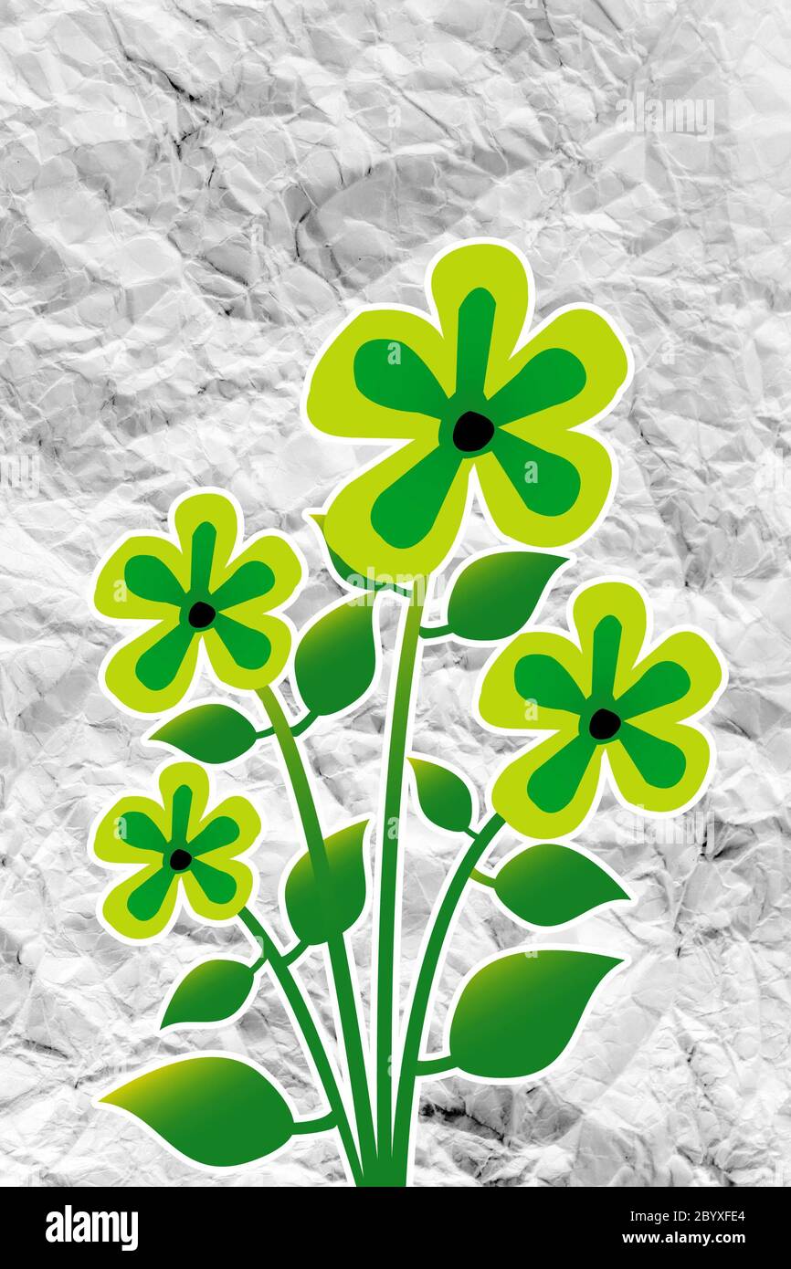 Flowers design on crumpled paper Stock Photo - Alamy