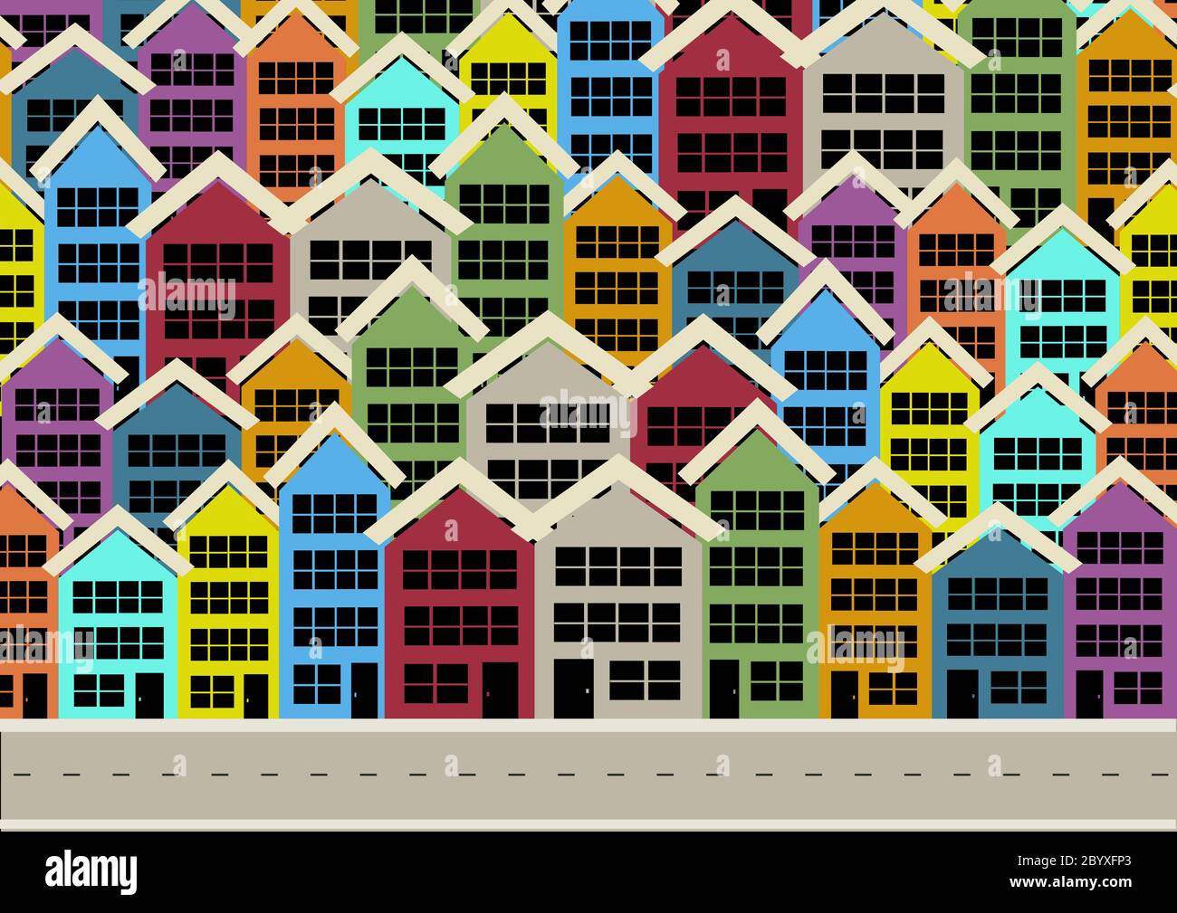 Colorful Cityscape Town city building design Stock Photo - Alamy