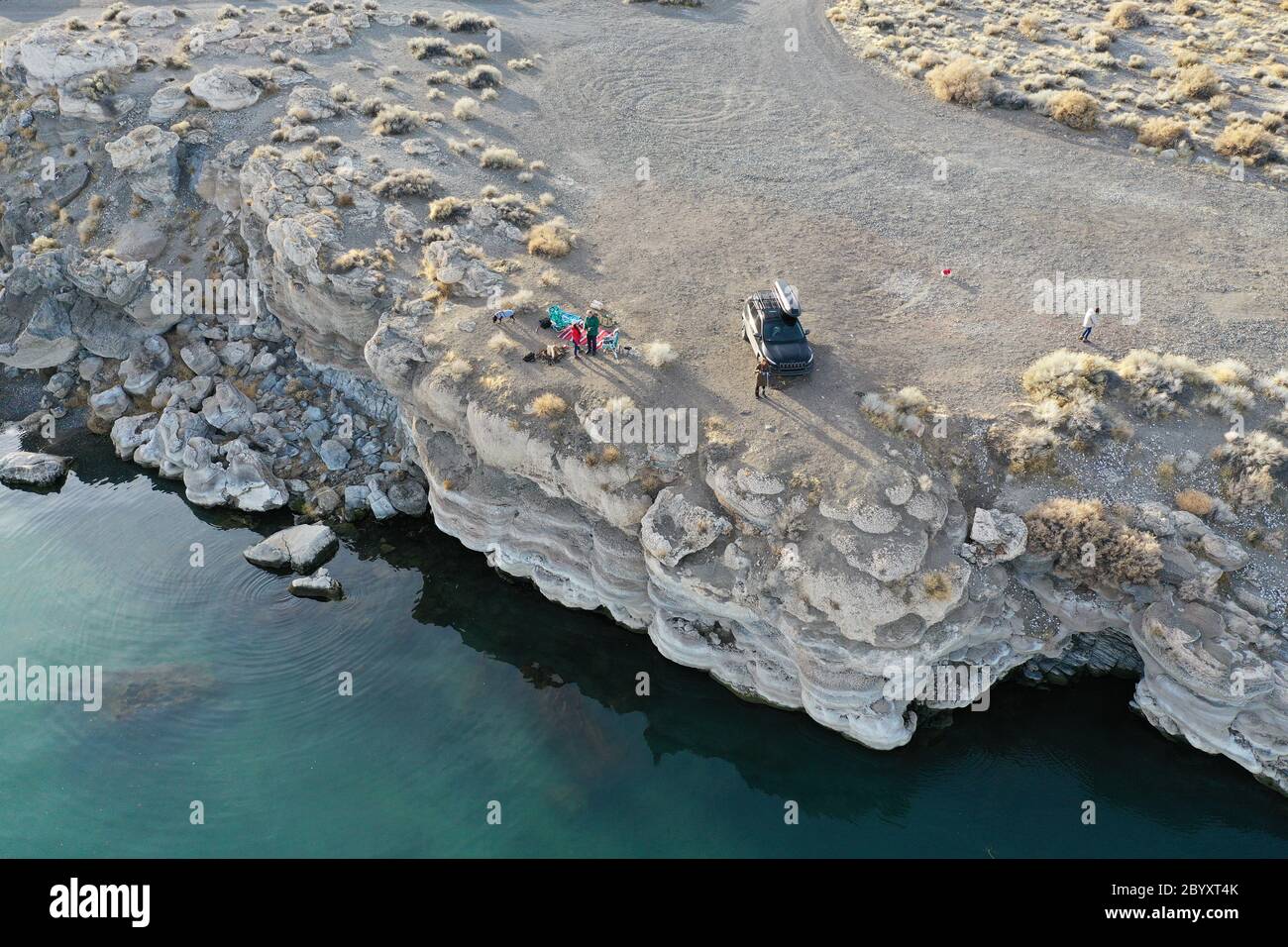 Pyramid Lake, Reno, Nevada - January 18, 2020 - Family enjoys tranquil ...